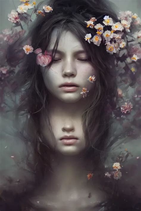 Beautiful Girl Necromancer Exploding Into Flowers 3 D Stable