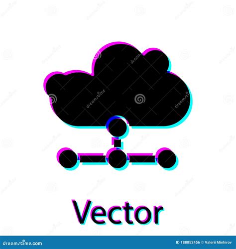 Black Network Cloud Connection Icon Isolated On White Background Social Technology Cloud