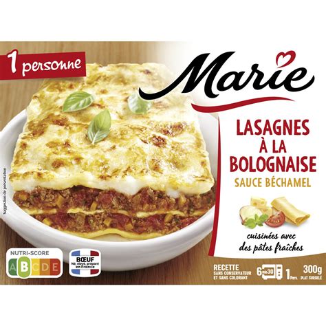 Plat cuisiné lasagnes à la bolognaise MARIE la barquette de 300g à
