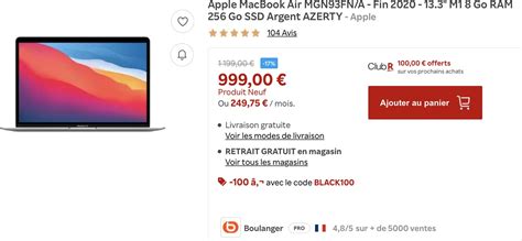 Consomac Black Friday le MacBook Air M1 à 899 bons chez Rakuten