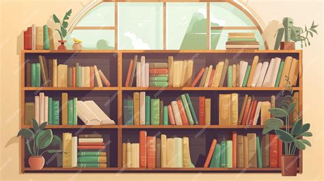 Premium Photo Generative Ai Illustration Of A Bookcase With Books