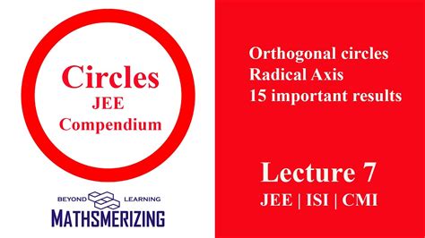 Circles Lecture 7 Jee Compendium Advanced Mains Angle Orthogonal Circles Radical