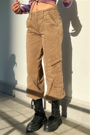 Kadın Mini Cep Detay Sütlü Kahve Baggy Pantolon Flaw Wears