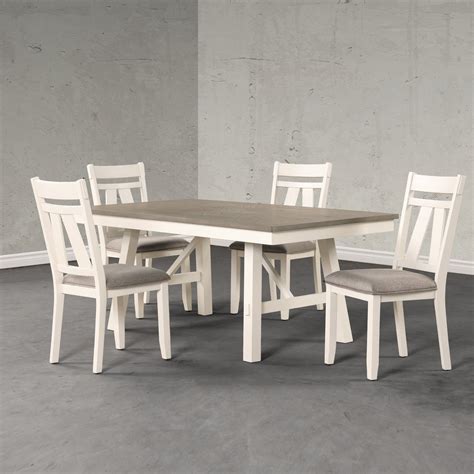 Roundhill Furniture Fasena 5 Piece Dining Set Trestle Dining Table Wi