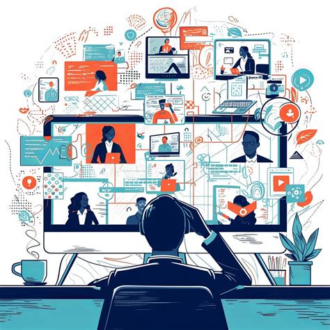 Businessman Remotely Multitasks On Computer While Managing Virtual