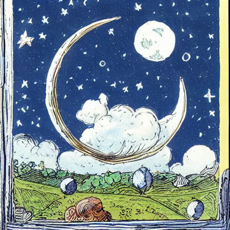 KREA AI Night Sky Stars Crescent Talking Moon Smiling Pr