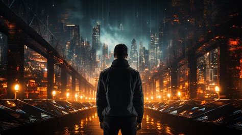 Premium Photo Back View Anonymous Hacker Generative Ai