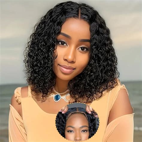 Wear And Go Glueless Wigs Human Hair Pre Plucked Pre Cut Water Wave Bob Wig Human