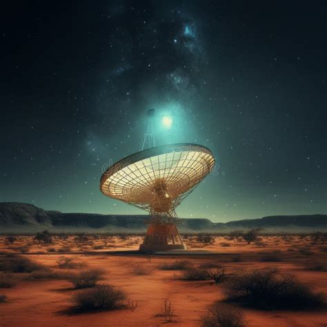 Searching For Extraterrestrial Life Giant Parabolic Antenna In Desert