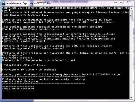 Fatal Error Exporting Dxf Or Dwg In Custom Environment Siemens UG NX