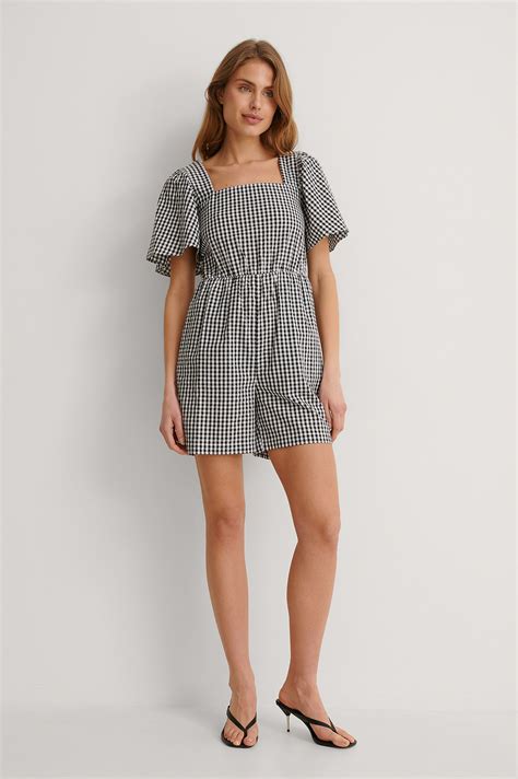 Smocked Playsuit Checkered Na