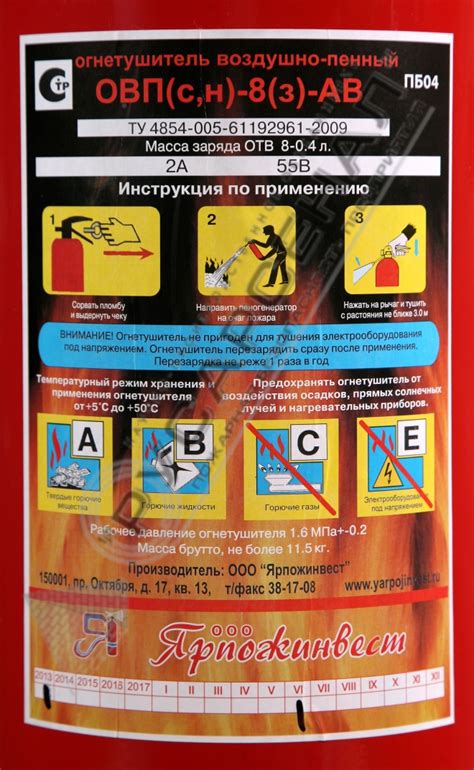 Маркировка воздушно пенных огнетушителей НПО РУСАРСЕНАЛ