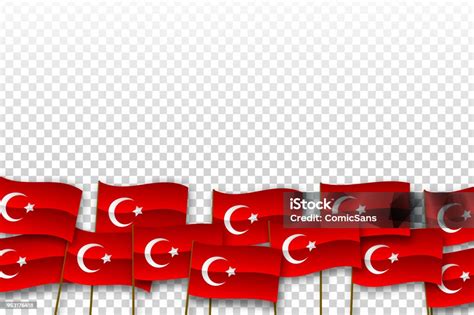 현실적인 벡터 터키 종이 접기 플래그 테두리 장식와 투명 한 배경에 대 한 고립 11월에 대한 스톡 벡터 아트 및 기타 이미지 11월 3월 4월 Istock