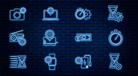 라인 모래시계 설정 스톱워치 시간 관리 토스터기 라디오 사진 카메라 빠른 결제 및 노트북 아이콘을 설정합니다 벡터 경영자에 대한 스톡 벡터 아트 및 기타 이미지 Istock