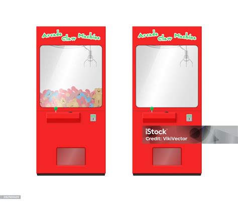 빨간 아케이드 횡령 발톱 기계 장난감과 빈 세트 현실적인 벡터 일러스트 레이 션 0명에 대한 스톡 벡터 아트 및 기타 이미지 0명 3차원 형태 Brand Name