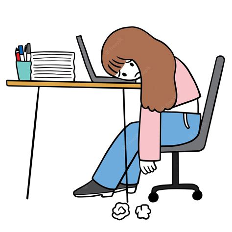Premium Vector Cartoon Cute Overworking Woman Vector