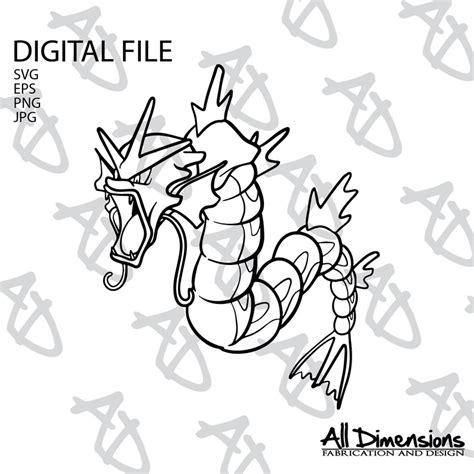 Gyarados Pokemon Digital Clipart Svg Cut File Car Decal Etsy