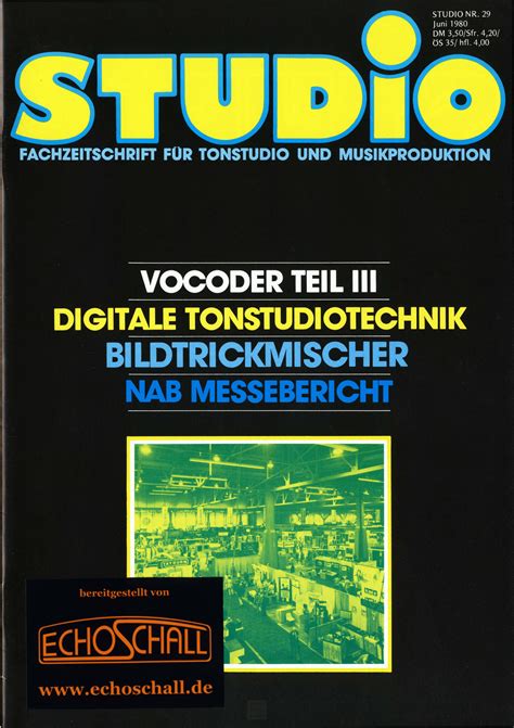 Echoschall Bibliothek Studio Magazin 1980 06 Heft 29 Seite 1