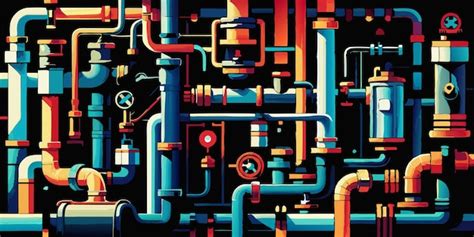 A Wallpaper Image Of Small But Numerous Intersecting Water Pipelines Complete With Valves