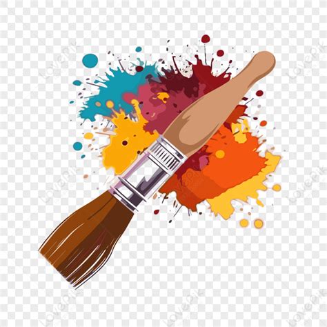 컬러 페인트 만화와 흰색 배경에 브러시 클립 아트 페인트 브러시 벡터 Png 일러스트 무료 다운로드 Lovepik