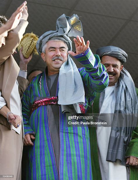 Afghan Presidential Candidate General Abdul Rashid Dostum Waves To