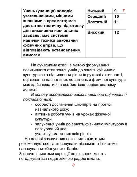 КРИТЕРІЇ ОЦІНЮВАННЯ НАВЧАЛЬНИХ ДОСЯГНЕНЬ УЧНІВ З ФІЗИЧНОЇ КУЛЬТУРИ 1 11 класи Інші методичні