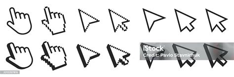 Mouse Click Cursor Set Hand Pointer With Shadow Cursor Set In Hand And
