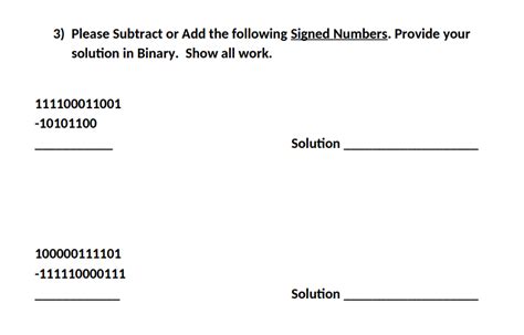 Solved 3 Please Subtract Or Add The Following Signed