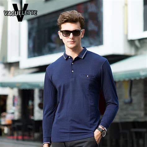 Luxury Casual Long Sleeve Polo Shirts Men Solid Navy Blue Grey Shirt