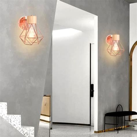 Idegu Lot De 2 Lampe Murale En Cage Moderne Rose Retro Applique Murale