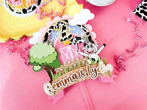 Vaca Lola Cake Topper Personalized Topper Party Ideas Farm Theme