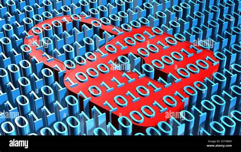 Security Business Concept Red Closed Padlock Embedded In A Binary