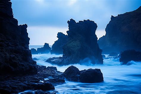 파도가 밀려오는 바다 꼭대기에 바위가 있다 높은 해상도 관광지 구름 배경 일러스트 및 사진 무료 다운로드 Pngtree