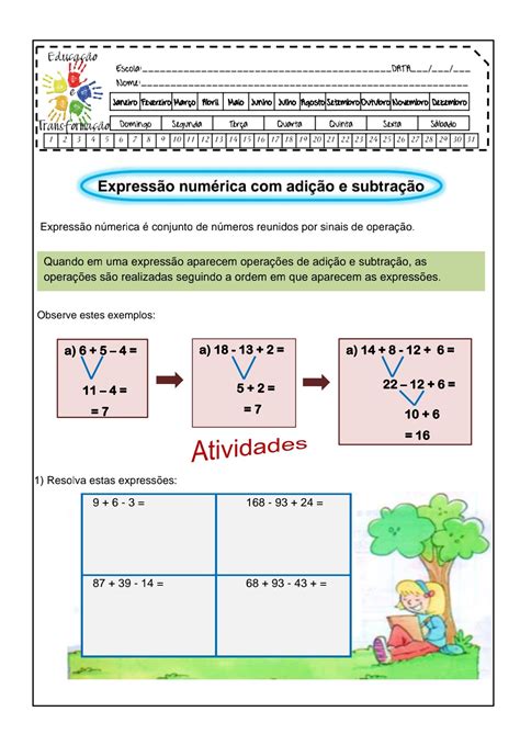 Atividade Sobre Expressões Numéricas 5 Ano Retoedu