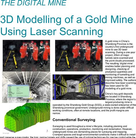Figure 1 From The Digital Mine 3 D Modelling Of A Gold Mine Using Laser