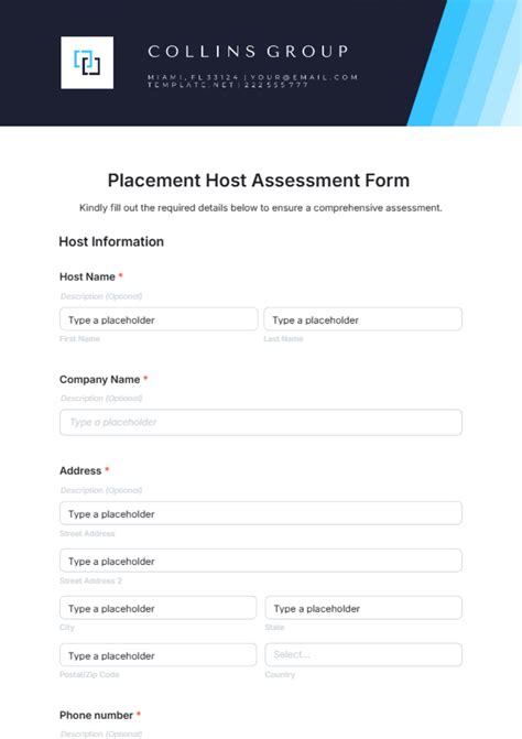 Free Placement Host Assessment Form Template To Edit Online