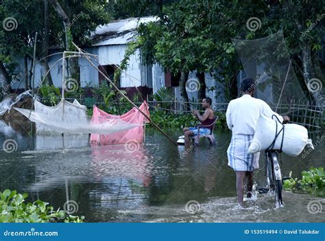 People Wade Through Flood Water Editorial Stock Image Image Of