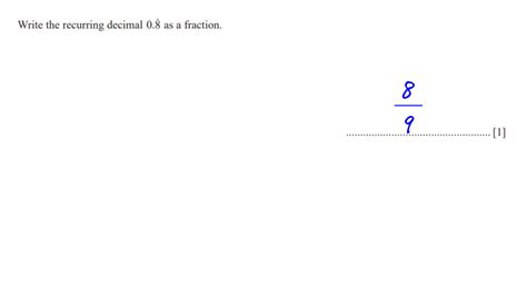 Recurring Decimals To Fractions Past Paper Questions For Igcse
