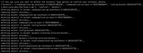 delete multiple versioning enabled s3 buckets by boto3