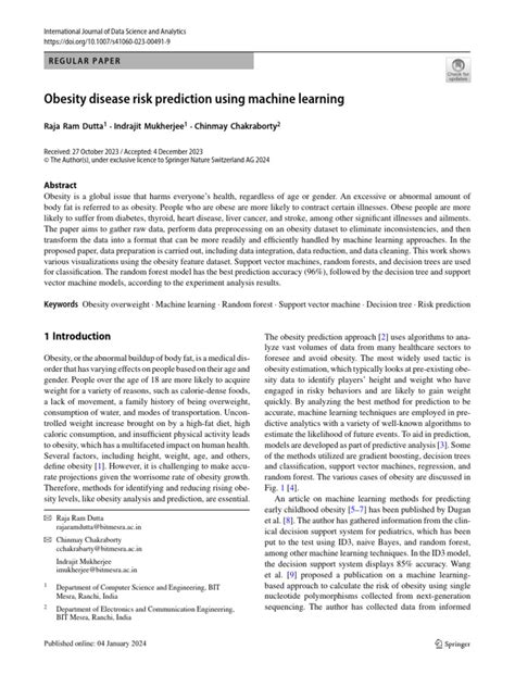 Obesity Disease Risk Prediction Using Machine Learning Pdf Support Vector Machine Machine