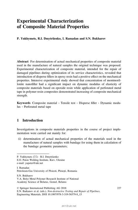 Pdf Experimental Characterization Of Composite Material Properties