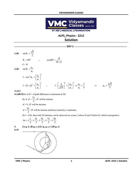 SOLUTION Physics Advanced Level Problem Solving Alps Solution Studypool