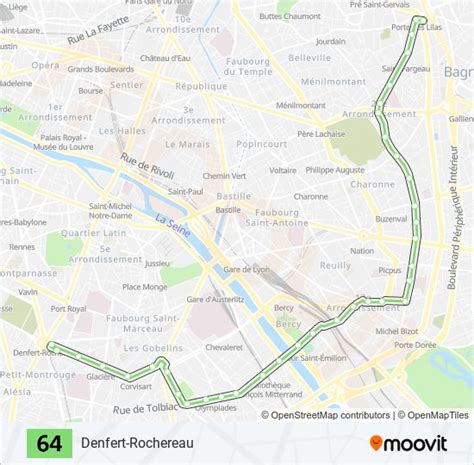 64 Itinéraire Horaires Arrêts And Plan Denfert Rochereau Mis à Jour