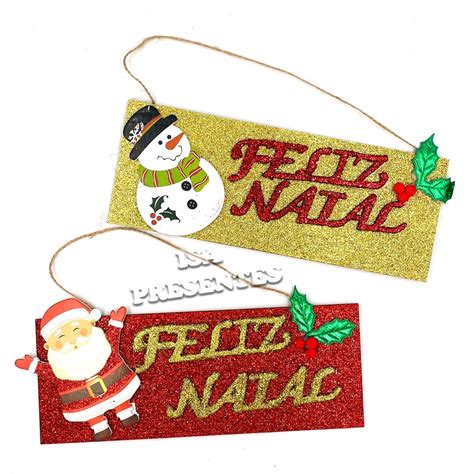 Enfeite De Porta De Natal Placa Decorativa Papai Noel Boneco De Neve Glitter Shopee Brasil