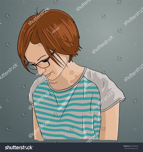 Redhead Girl Glasses Vector Illustration Stock Vector Royalty Free