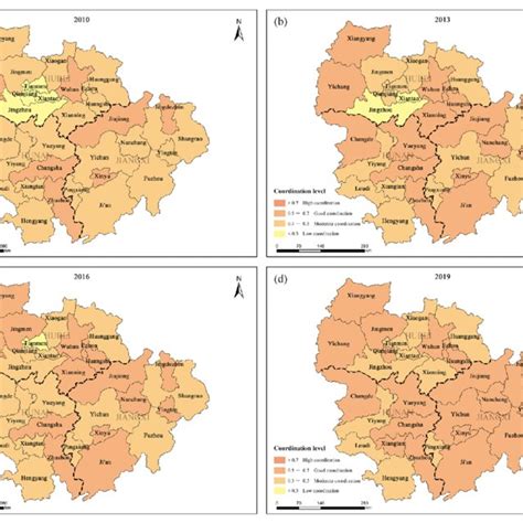 Spatial Distribution Of Coupling Coordination Level Of 31 Cities In Download Scientific