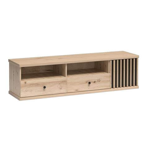 Lomadox Lowboard Callao 161 In Eiche Nb Mit Schwarz Fernsehschrank