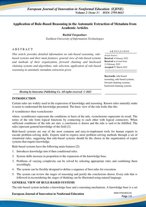 Pdf Application Of Rule Based Reasoning In The Automatic Extraction Of Metadata From Academic