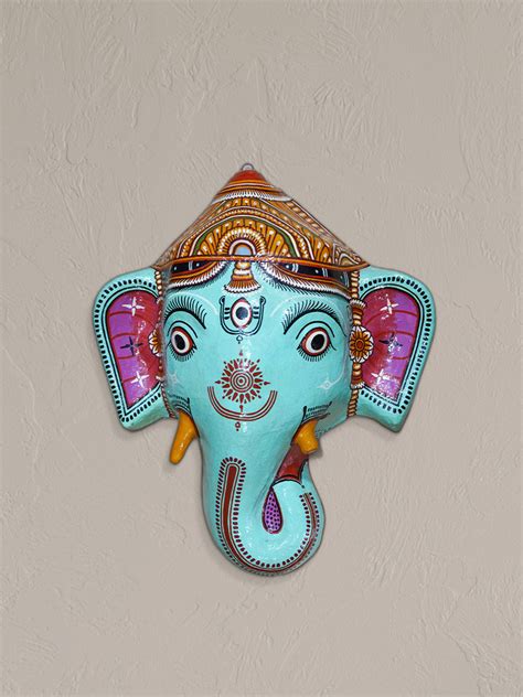 Purchase The Colorful Face Of Ganesha Paper Mache Mask Wall Decor