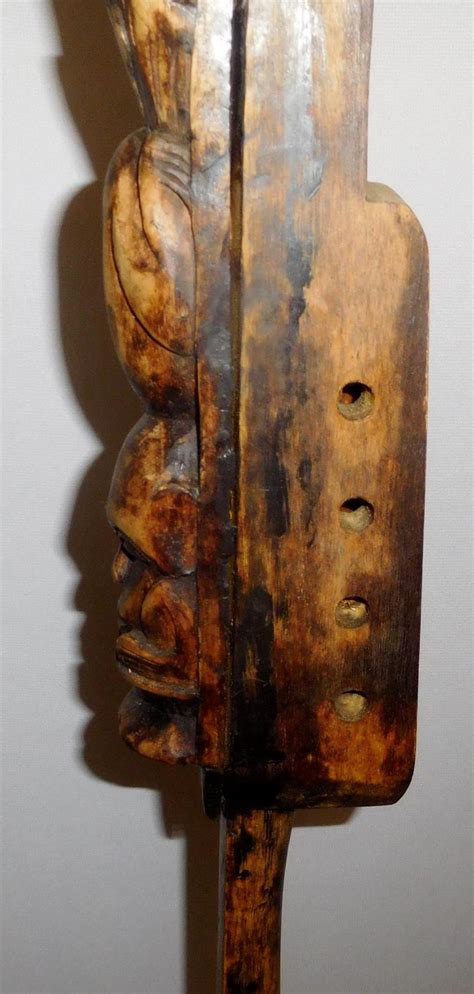 Lot Antique Wooden Hand Carved Lute Hawaiian Islands